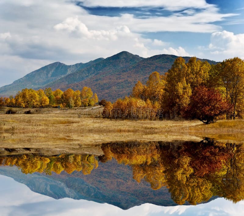 Autemn Country Side Landscape Stock Image - Image of reflection ...