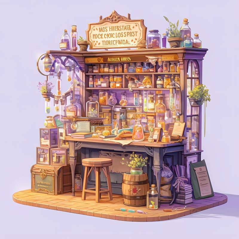 Authentic Apothecary Store with Stacks of Herbs and Bottles Stock ...