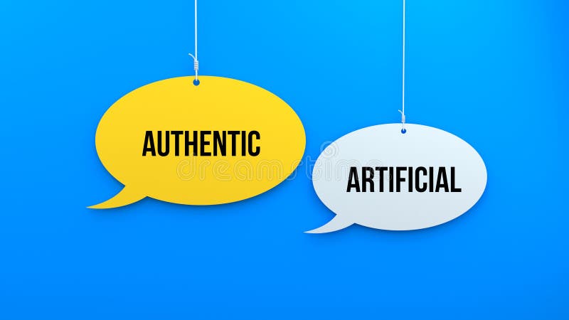 Authentic and Artificial Text Message Hanging on Speech Bubble.Blue ...