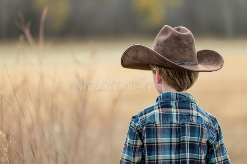 Authentic Back View Cowboy Boy Costume. Generate Ai Stock Photo - Image ...