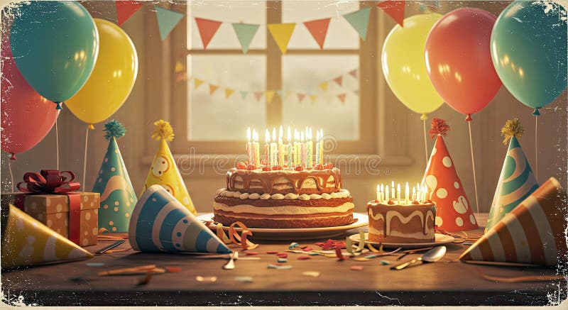 Authentic Vintage Birthday Card Style Background with Aged Paper ...