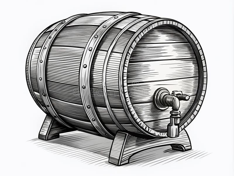 Authentic Black and White Wooden Beer Barrel Vector Graphic: a Timeless ...