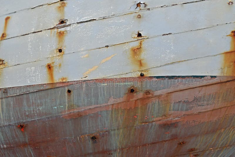 Detail of Old Boat Hull with Rust and Peeling Paint Stock Photo - Image ...