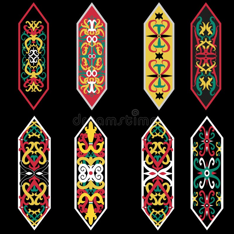 Authentic Central Borneo Dayak Ngaju Tribe Shield Pattern Stock Vector ...