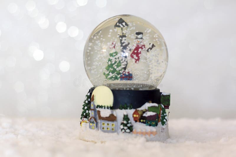 Authentic Christmas Snow Globe with Snow Falling Stock Photo - Image of ...