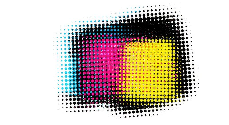 Authentic CMYK Halftone Pattern with Isolated Color Layers and Offset ...