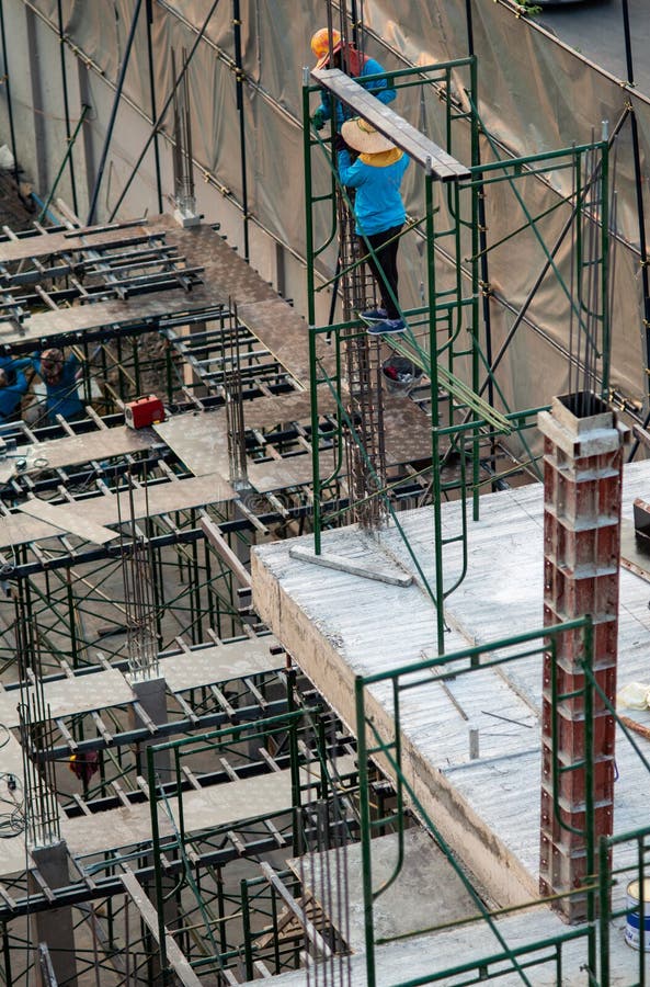 Authentic Construction Worker Busy on the Positioning of Formwork ...