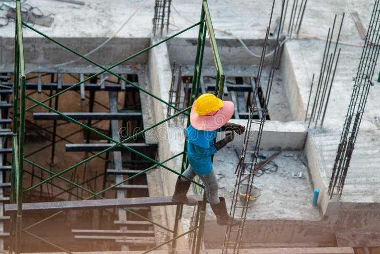 Authentic Construction Worker Busy on the Positioning of Formwork ...