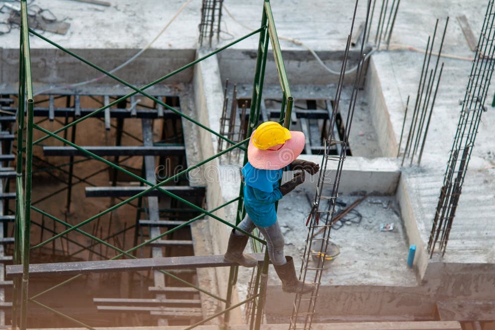 Authentic Construction Worker Busy on the Positioning of Formwork ...