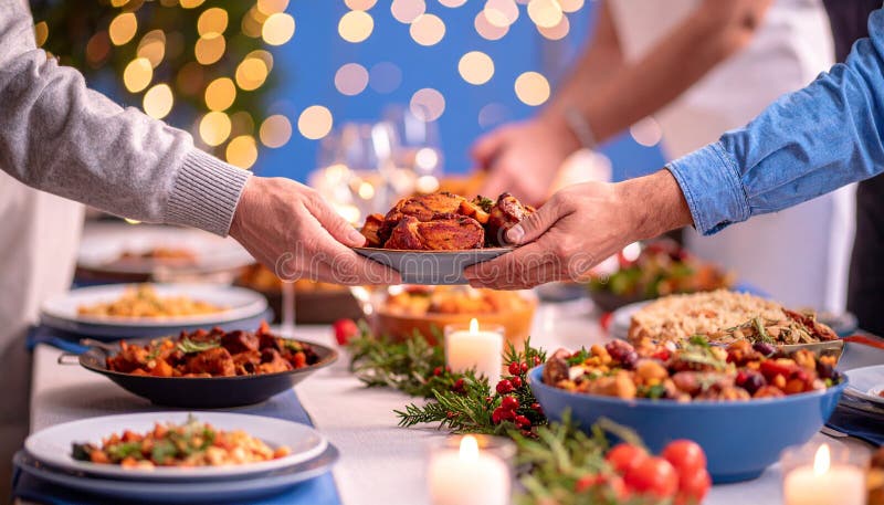 Authentic Cultural Feast Shared by Hands during a Festive Family ...