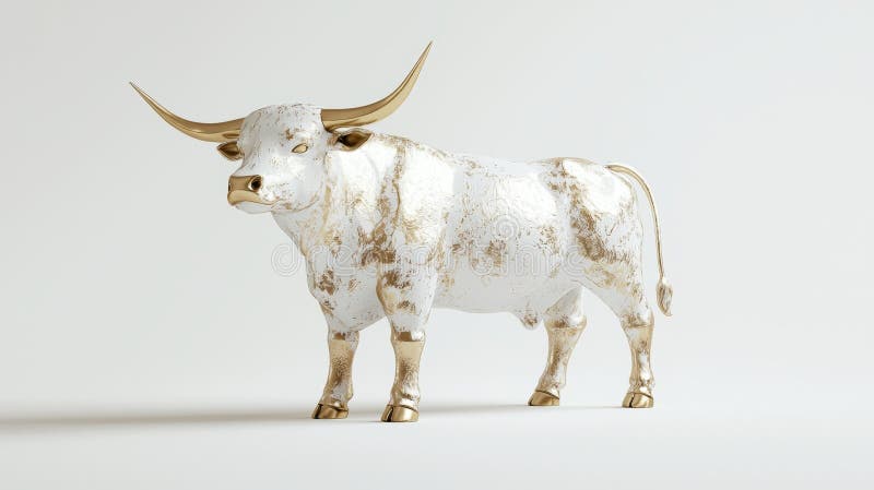 An Authentic 3D Rendering of a Gold Brook Metal Bull Figurine in ...