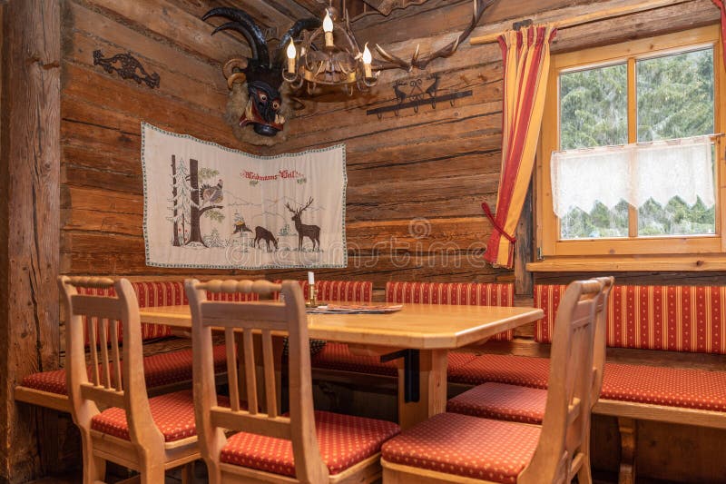 Authentic Decor in an Austrian Alpine Restaurant in a Ski Resort Stock ...