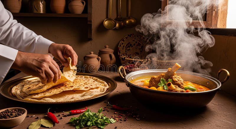 Authentic Emirati Thareed Traditional Preparation with Lamb and ...