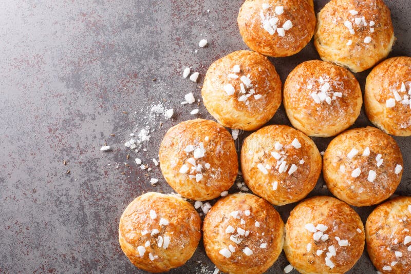 Authentic English for Tea Bath Buns with Cumin and Sugar Close-up ...