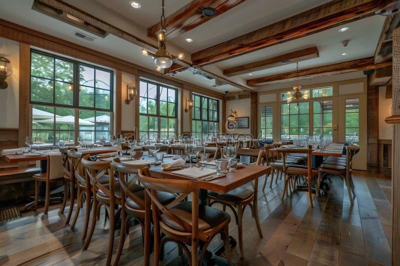 Authentic Farm To Table Dining Room Stock Image - Image of chic, room ...