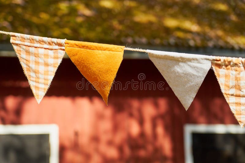 Authentic Flags with a Blurred House on the Background. Stock Photo ...
