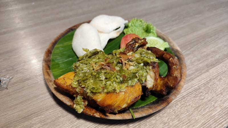 An Authentic Fried Chicken in Indonesia with Green Sauce that really ...