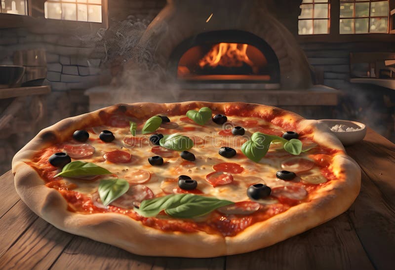 The Authentic Glow: Perfect Pizza, Perfect Setting Stock Illustration ...