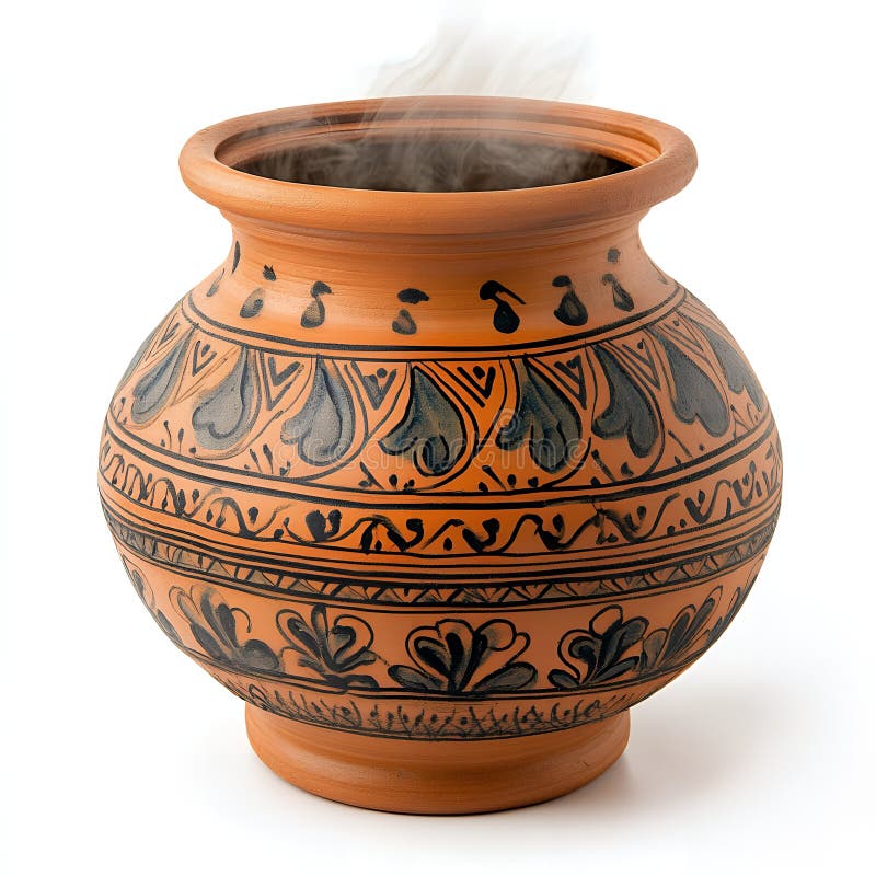 Authentic Hand Painted Clay Pot with Steam Traditional Design Ancient ...