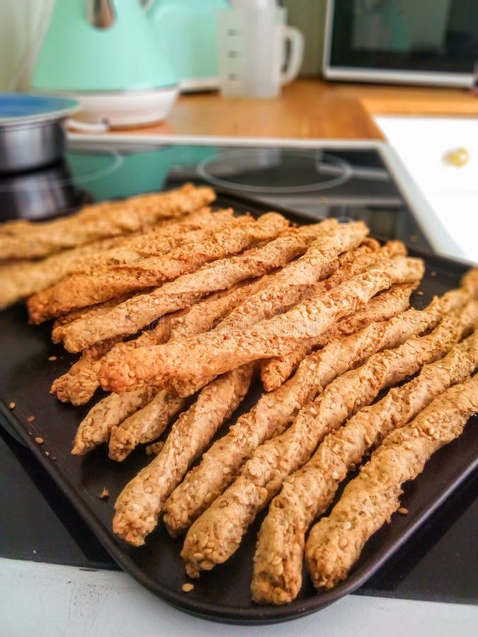 Authentic Homemade Bread Sticks in a Kitchen. Stock Image - Image of ...