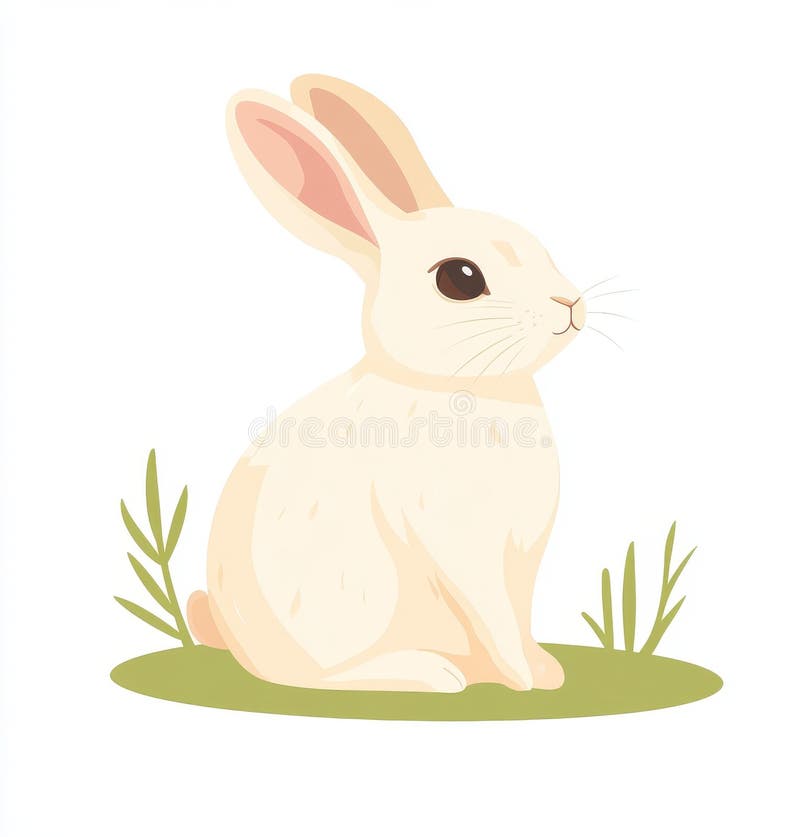 Authentic Illustration Featuring an American Rabbit with Long Ears ...