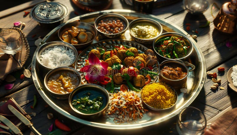 Authentic Indian Vegetarian Food Assortment Stock Illustration ...