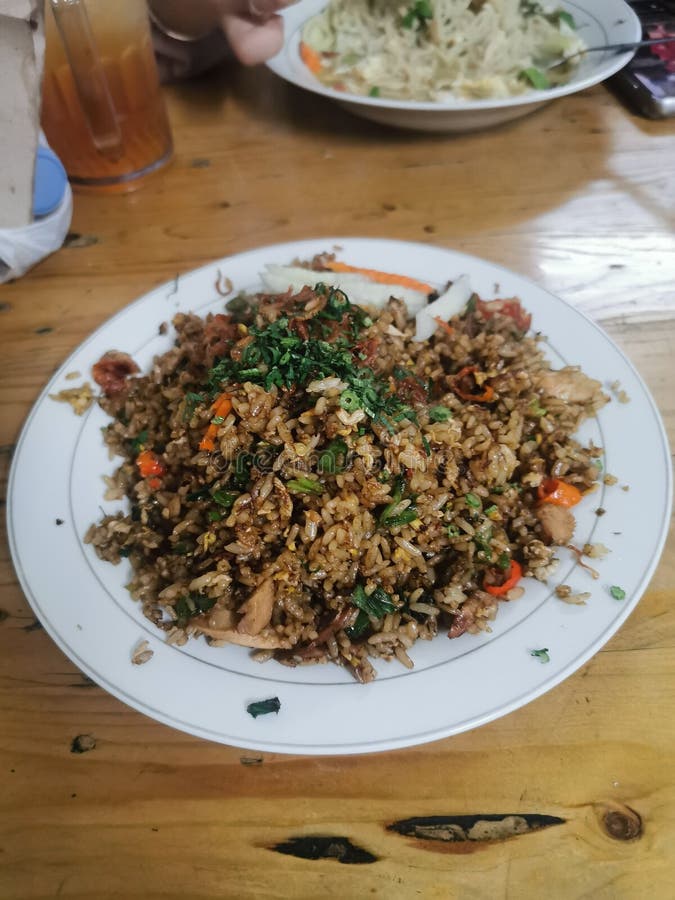 An Authentic Indonesia Fried Rice Stock Photo - Image of food, spicy ...