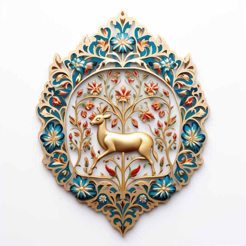 Authentic Iranian Handmade Art on White Isolated Background Stock ...