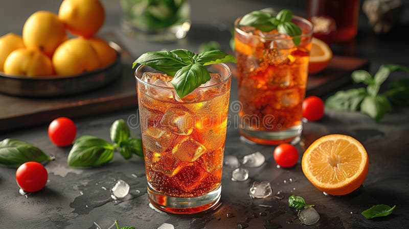 Authentic Italian Aperol Coctail with Ice and Orange on a Dark ...