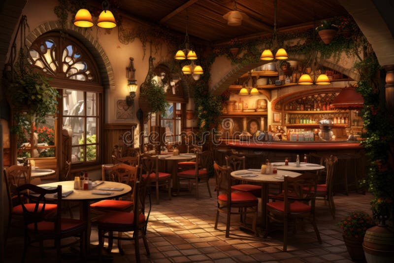 Authentic Italian Restaurant Interior. Generate Ai Stock Photo - Image ...