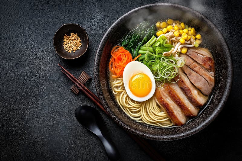 Authentic Japanese Ramen Bowl Overhead Stock Illustration ...