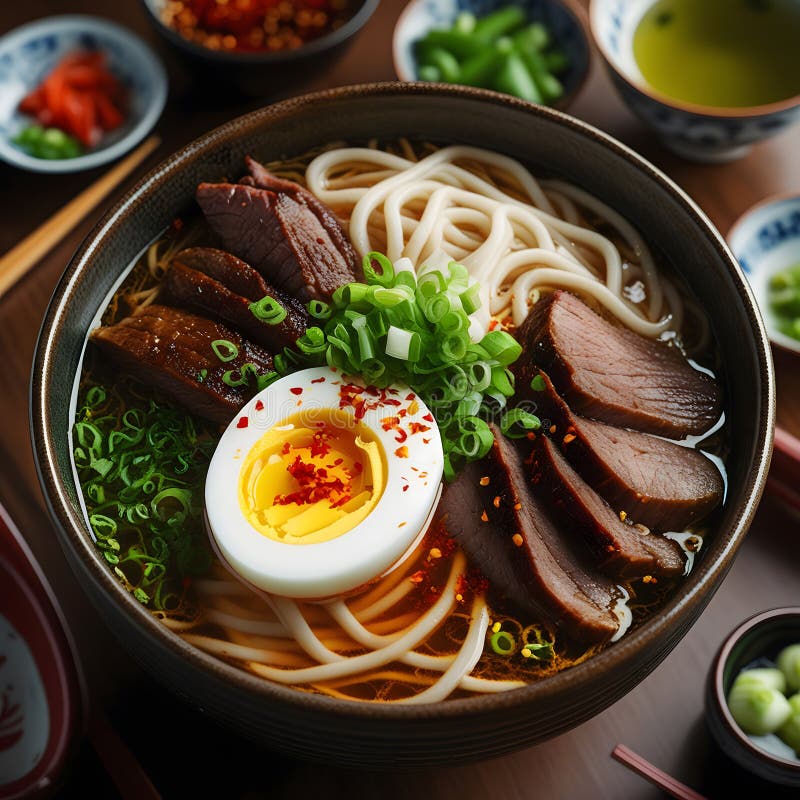 Authentic Japanese Ramen Bowl with Soft-Boiled Egg and Sliced Beef ...