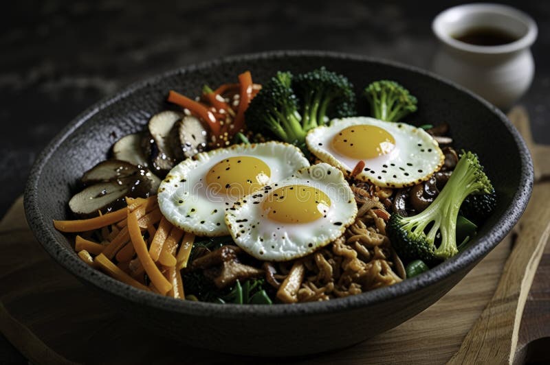 Authentic Korean Bibimbap with Fried Egg Generative Ai Stock ...