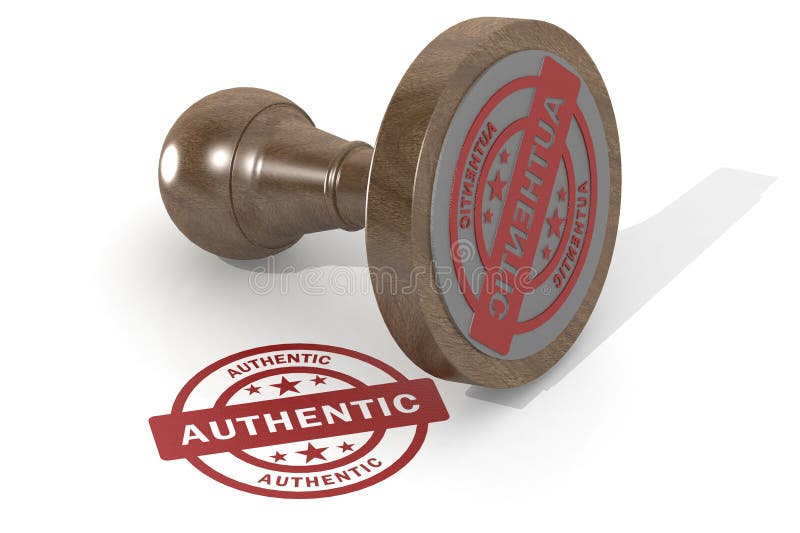 Authentic Mark with Wooden Stamp Stock Illustration - Illustration of ...