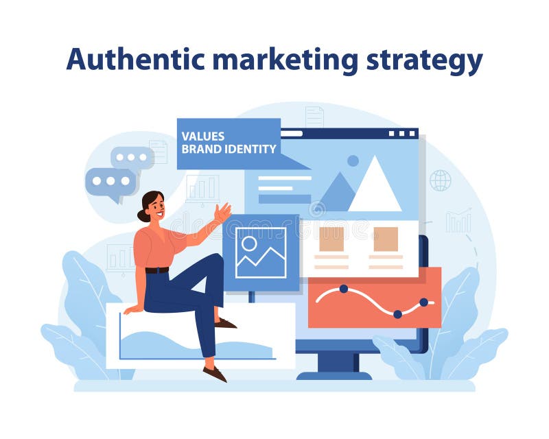 Authentic Marketing Strategy Illustration. a Marketer Presenting a ...