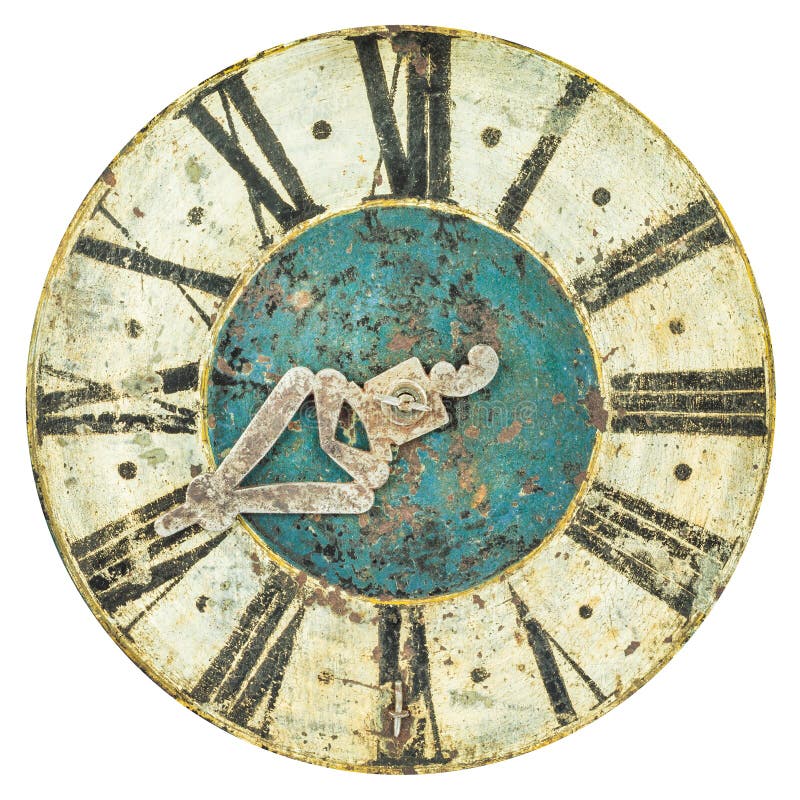 Authentic Medieval Clock Face with One Hour Hand Isolated on White ...