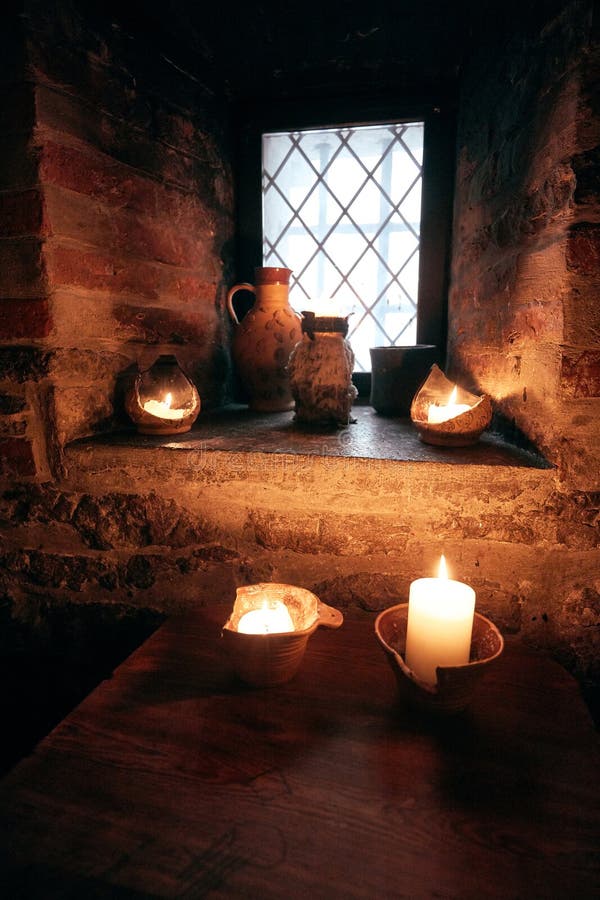 Authentic Medieval Tavern. Antique Interior Stock Image - Image of ...