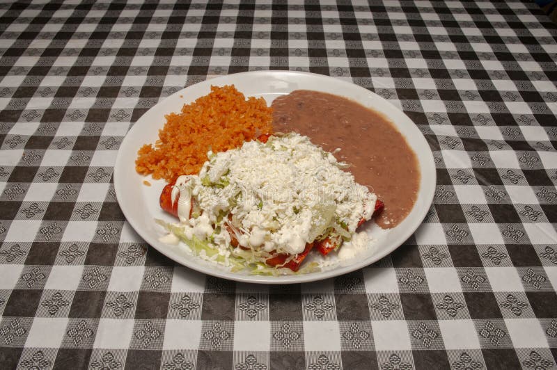 Authentic Mexican Enchiladas Stock Photo - Image of avocado, dish ...
