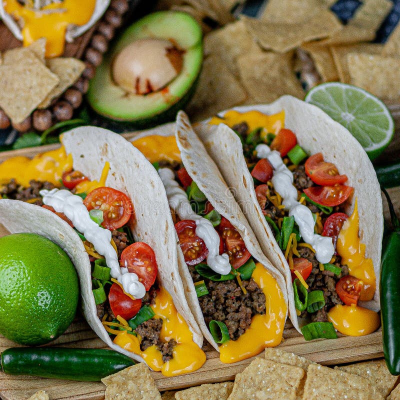 Mexican Tacos AUTHENTIC MEXICAN Food Stock Photo - Image of fruit ...