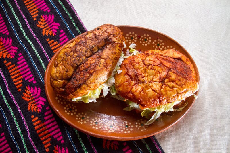 Mexican Pambazos with Green Sauce Stock Image - Image of fried, pepper ...