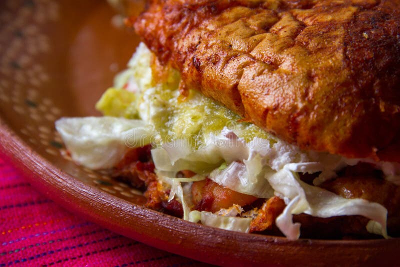 Mexican Pambazos with Green Sauce Stock Photo - Image of meal, lunch ...