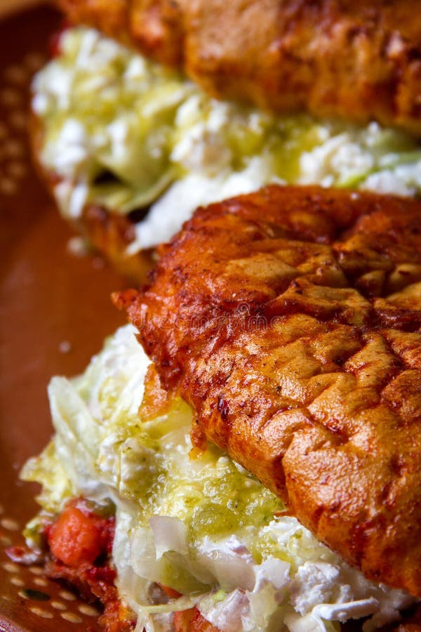 Mexican Pambazos with Green Sauce Stock Photo - Image of guajolote ...