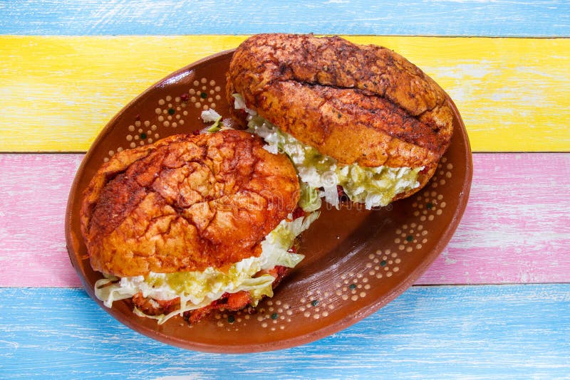 Mexican Pambazos with Green Sauce Stock Image - Image of fresh ...