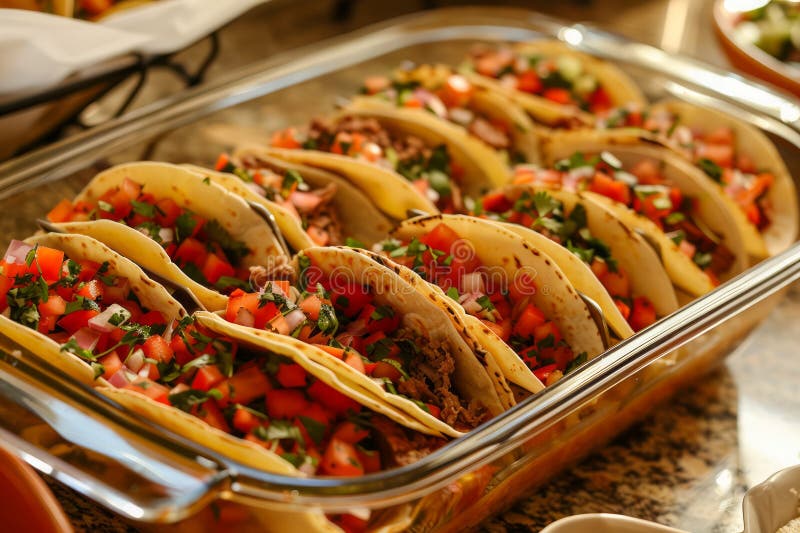 Authentic Mexican Tacos with Fresh Salsa, Cilantro, and Lime in Serving ...