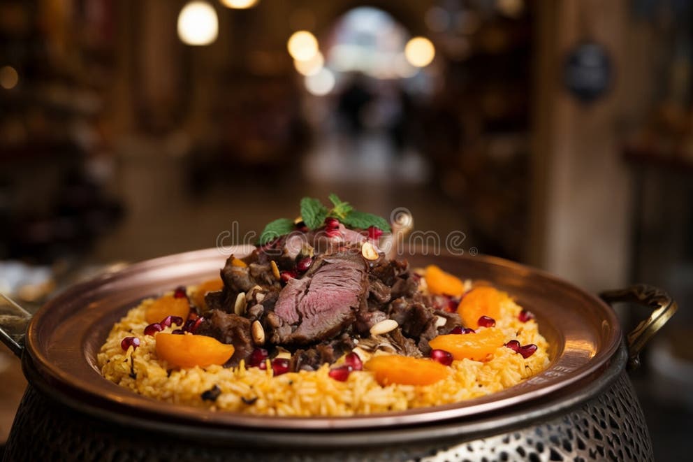 Authentic Middle Eastern Feast Saffron Rice with Slow-Cooked Lamb Stock ...