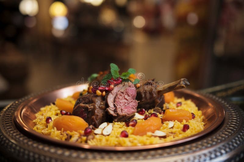 Authentic Middle Eastern Feast Saffron Rice with Slow-Cooked Lamb Stock ...