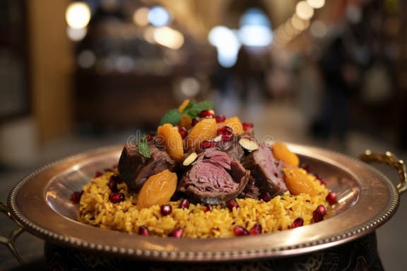 Authentic Middle Eastern Feast Saffron Rice with Slow-Cooked Lamb Stock ...