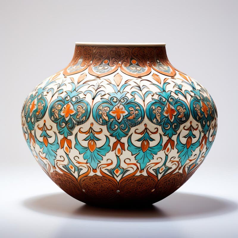 Authentic Persian Handmade Ceramic Art on White Background Stock ...