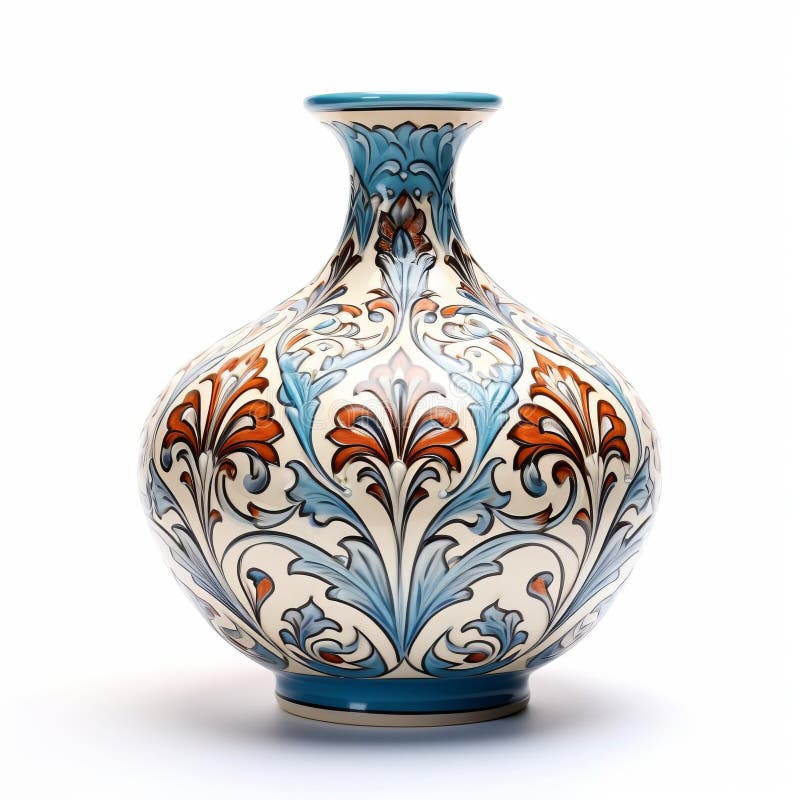 Authentic Persian Handmade Ceramic Vase on White Background Stock ...