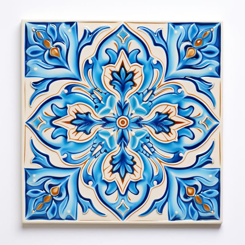 Authentic Persian Handmade Tile Design on White Background Stock ...